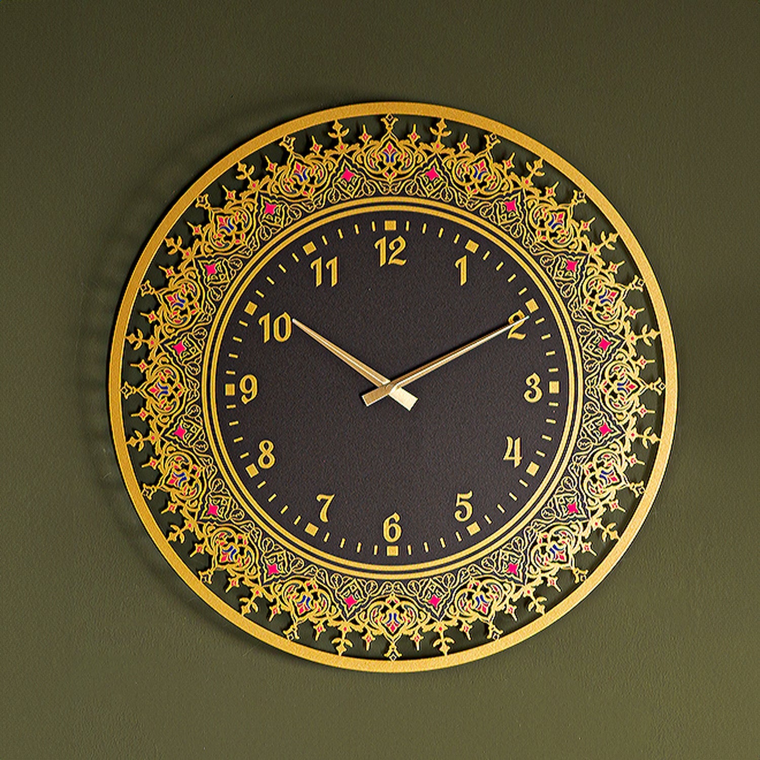 Islamic Patterned Metal Wall Clock with Latin Numerals - WAMS024 – Wall ...