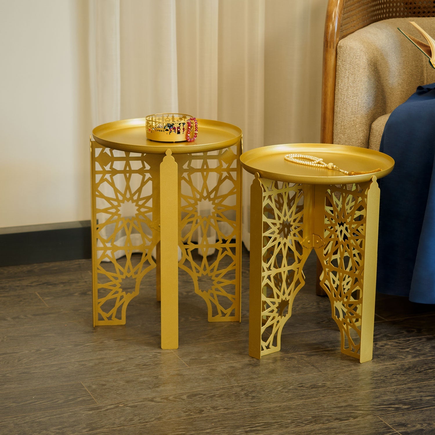 Emas Metal Islamic Side Table Set of 2 - WAMZ016 – Wall Art Istanbul